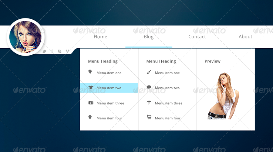 Personalized Navigation Bar, Web Elements | GraphicRiver